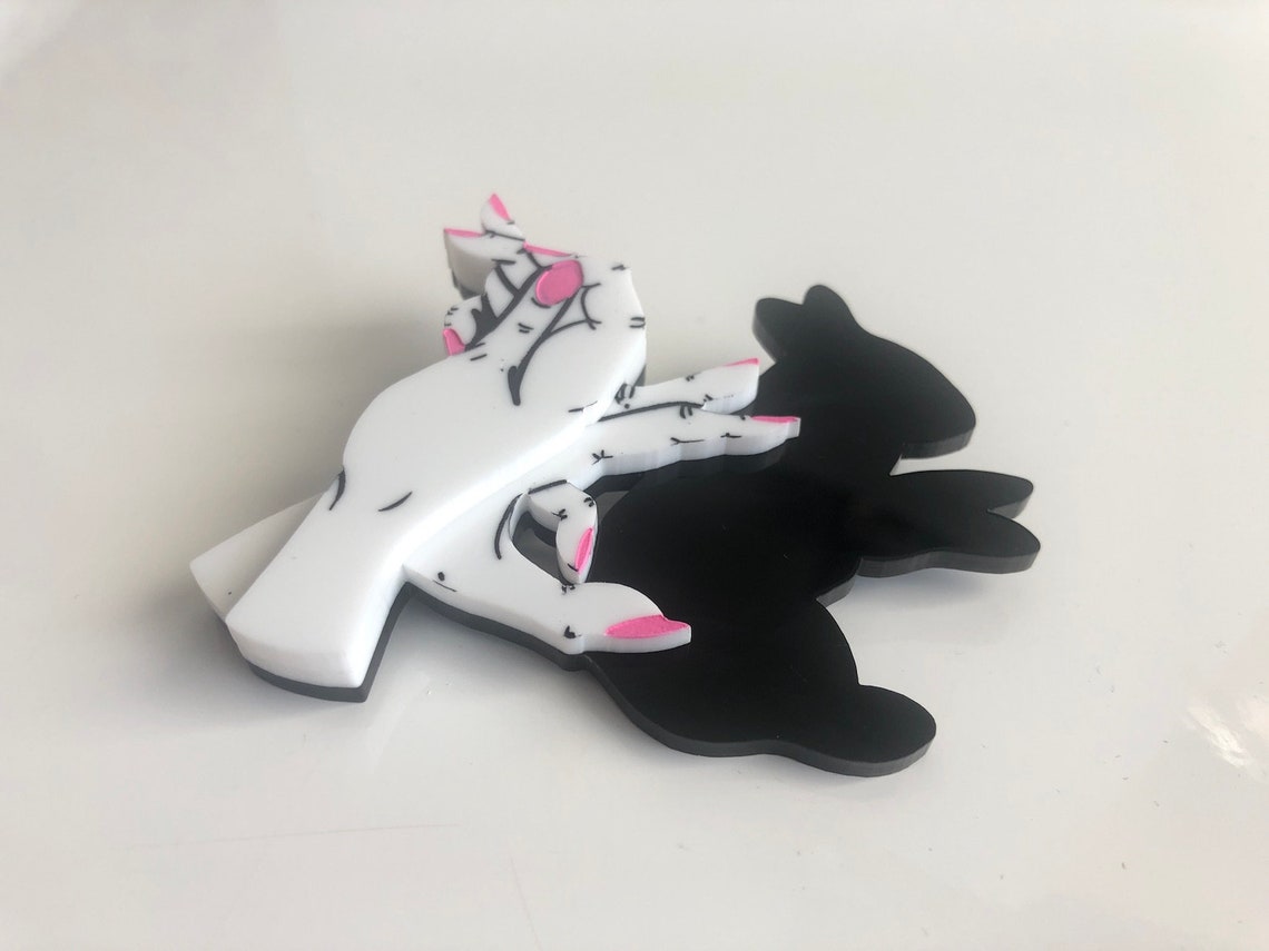 Bunny Rabbit Shadow Puppets With Pink Nails Laser Cut | Etsy