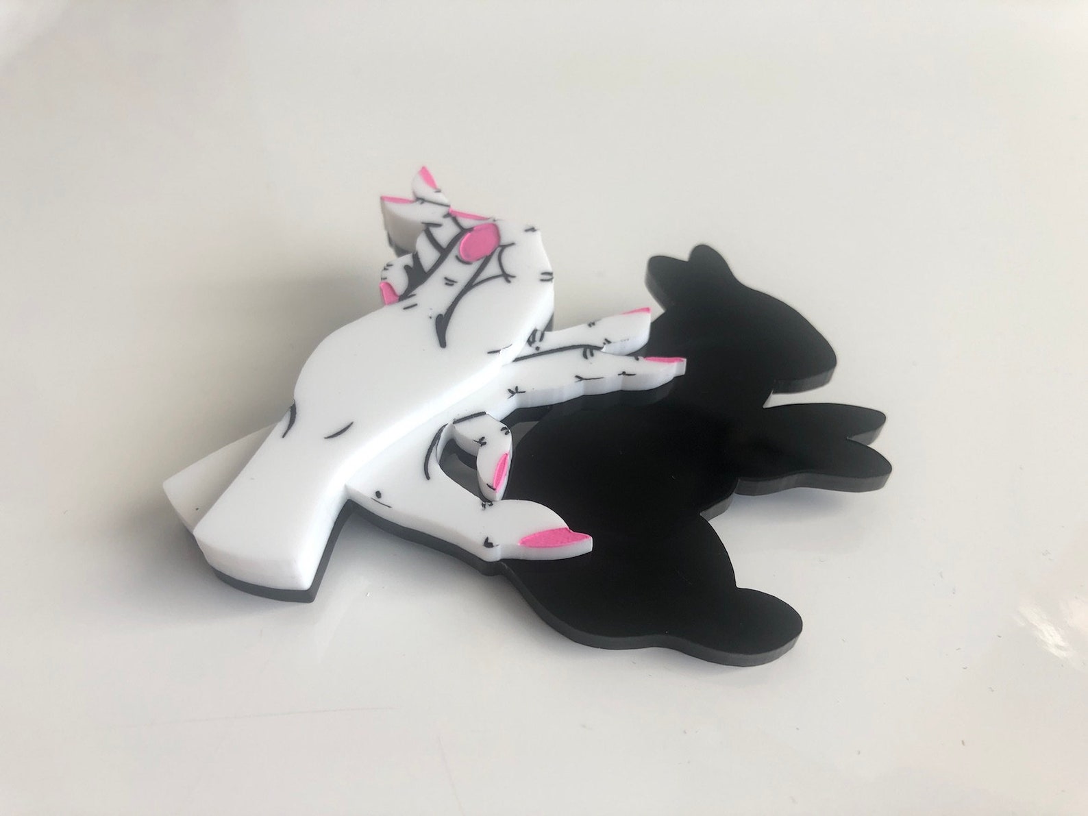 Bunny Rabbit Shadow Puppets With Pink Nails Laser Cut | Etsy