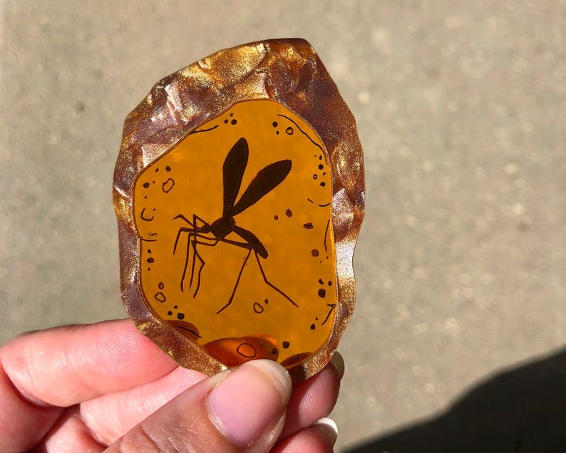 Mosquito in Amber Jurassic Park Laser Cut Acrylic Brooch | Etsy