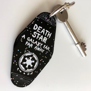 Death Star Star Wars Hotel Room Key Ring Keychain Black Glitter Laser ...