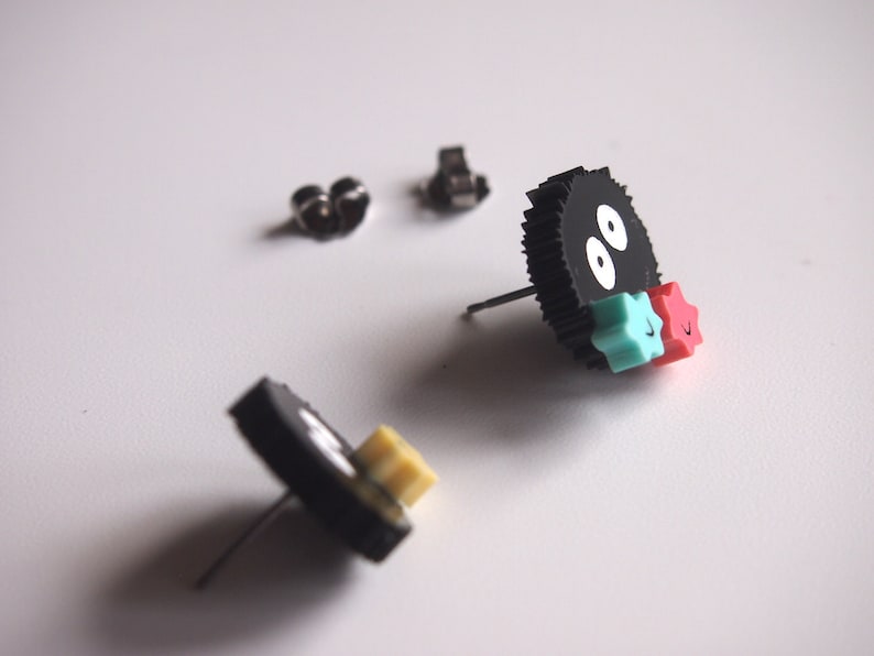 Soot Sprite Laser Cut Acrylic Earrings Studs | Etsy