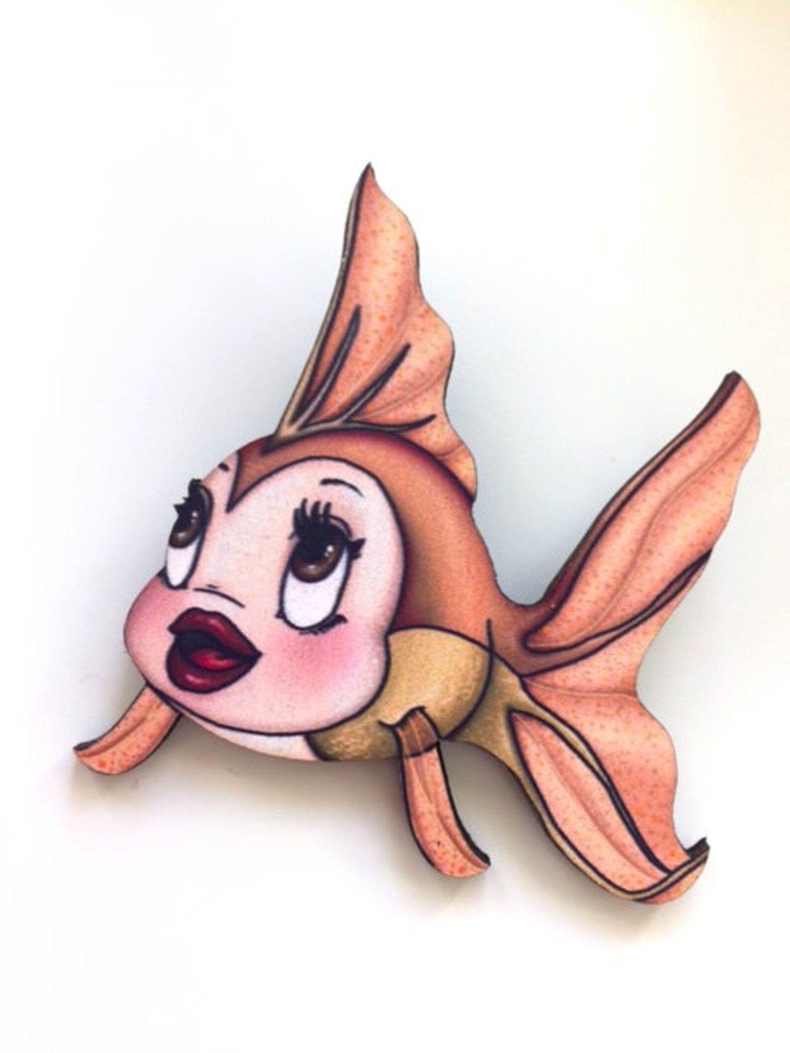 Cleo Fish Pinocchio Laser Cut Wood Brooch - Etsy