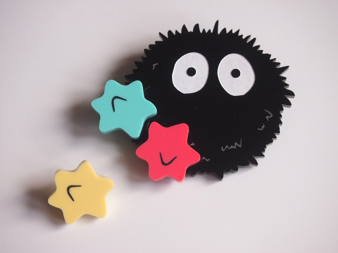 Soot Sprite 2 - Part Laser Cut Acrylic Brooch - Etsy