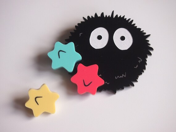 Soot Sprite 2 Part Laser Cut Acrylic Brooch | Etsy