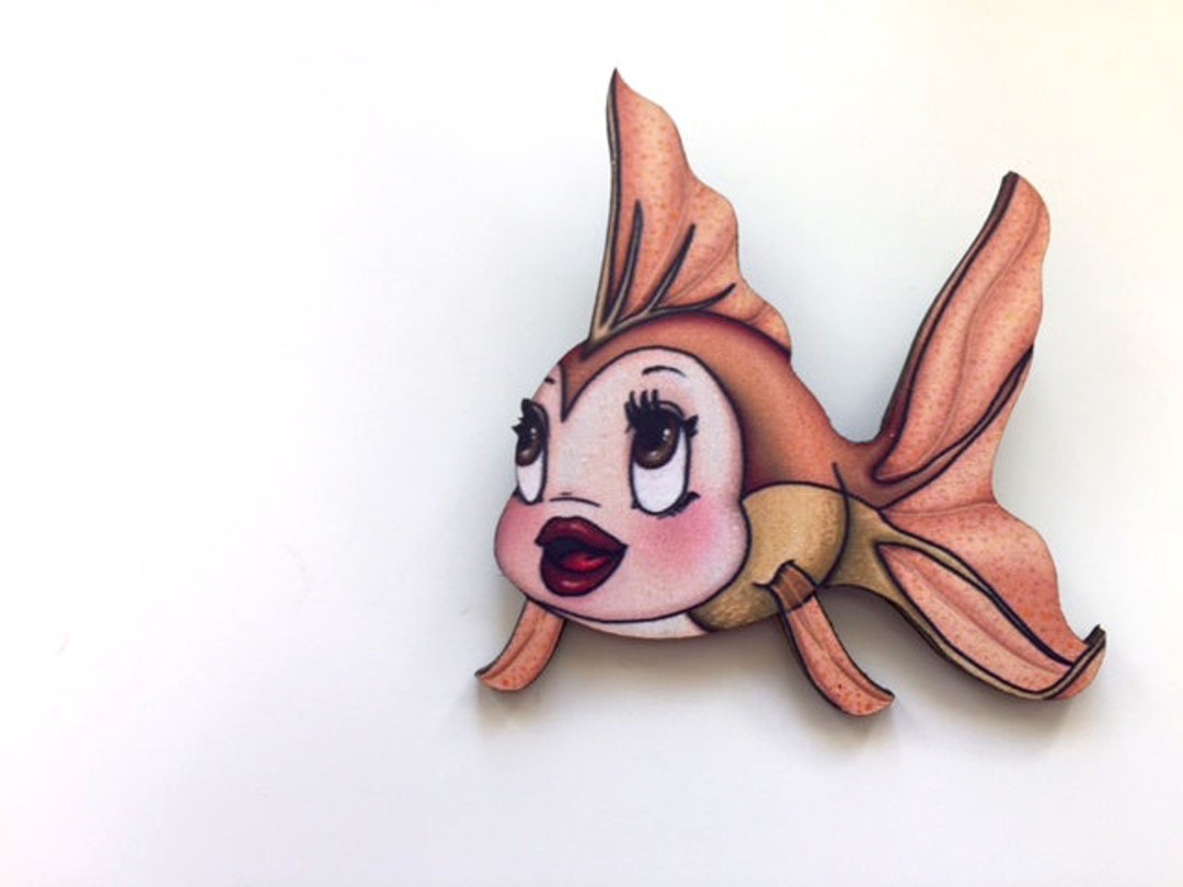 Cleo Fish - Pinocchio - Laser Cut Wood Brooch - Etsy