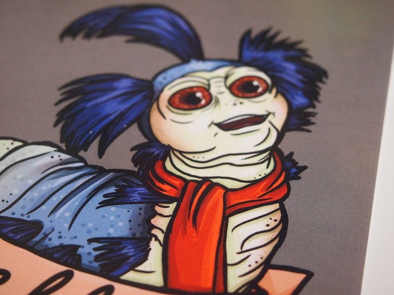 Illustrated Ello Blue Worm Labyrinth Postcard | Etsy