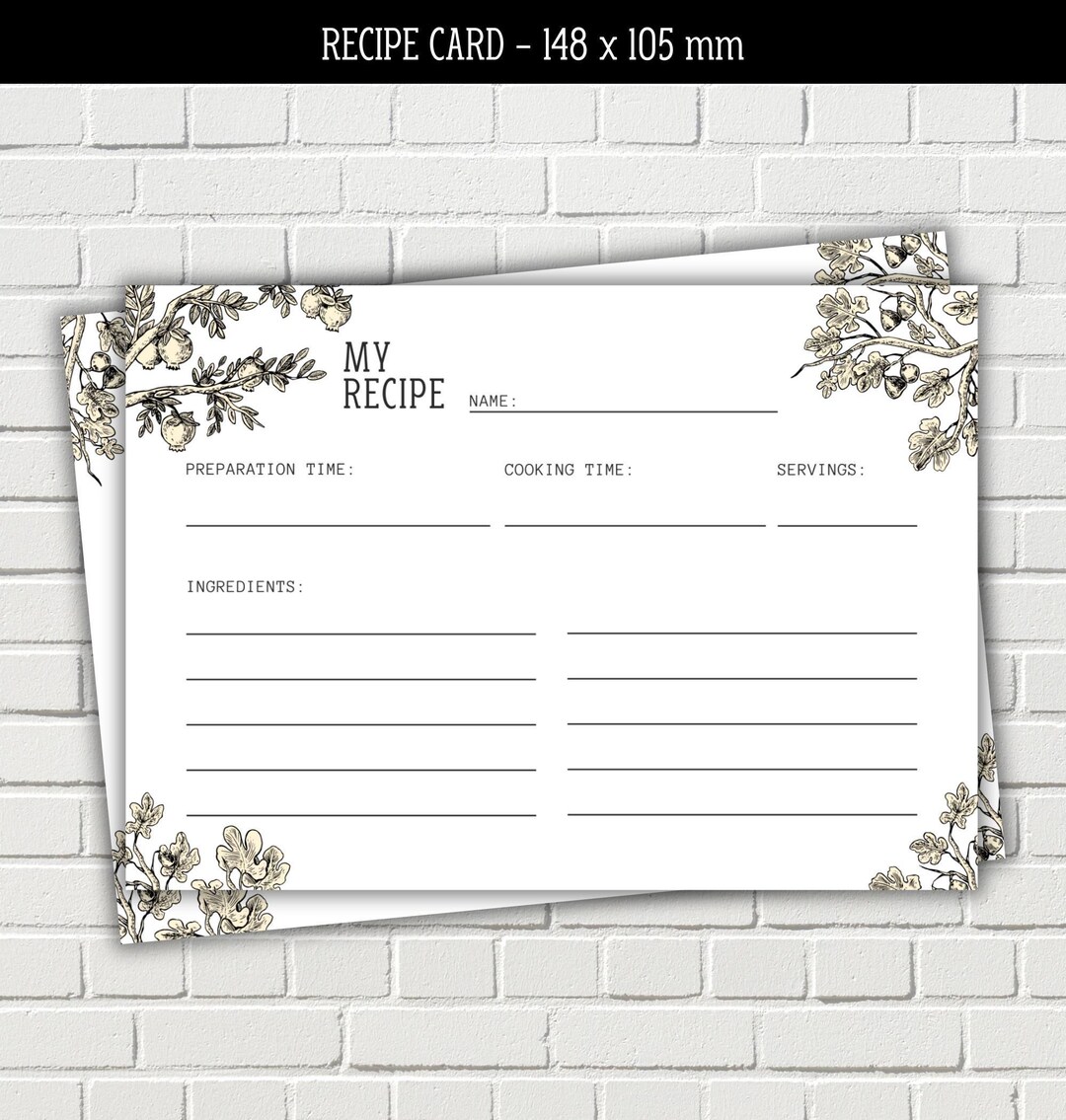 Recipe Cards – Editable Digital Templates to Customize and Print - Etsy