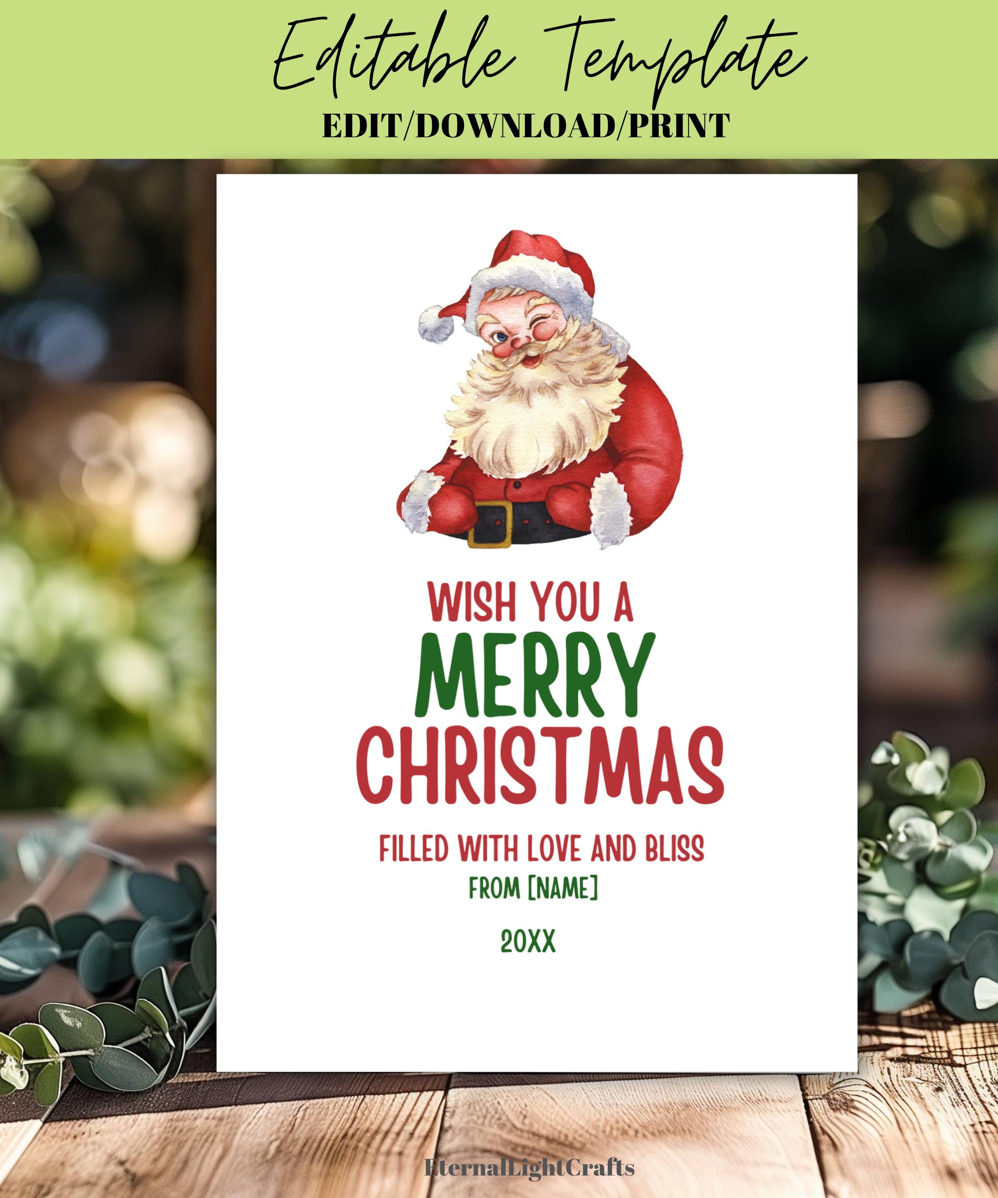 Editable Christmas Greeting Card Template | Festive Holiday Design ...