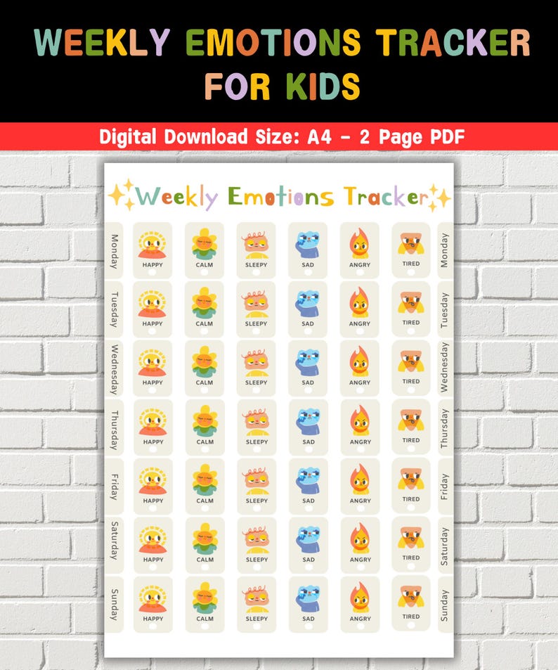 Weekly Emotions Tracker for Kids – Printable Emotional Intelligence ...