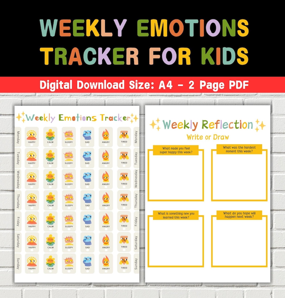 Weekly Emotions Tracker for Kids – Printable Emotional Intelligence ...
