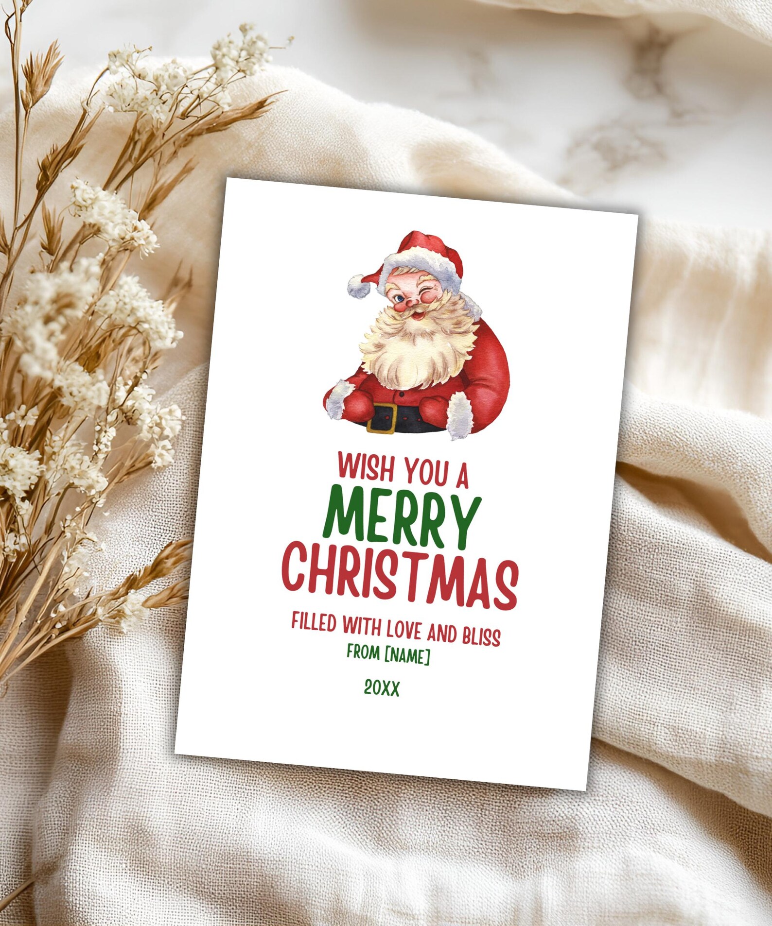 Editable Christmas Greeting Card Template | Festive Holiday Design ...