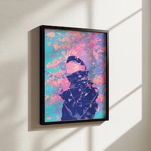 Satoru Gojo Anime Print Jujutsu Kaisen Poster Kawaii Wall Decor Otaku ...