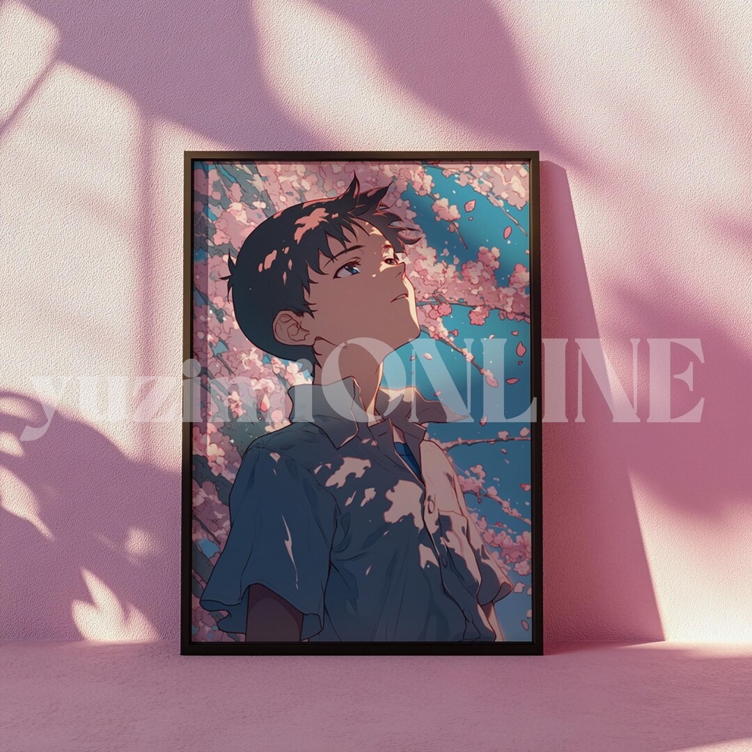 Shinji Ikari Anime Print | Neon Genesis Evangelion Poster | Otaku Wall ...