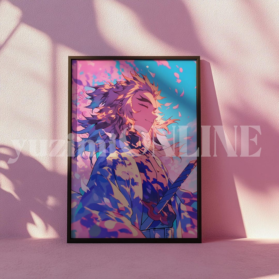Kyojuro Rengoku Print | Demon Slayer Kimetsu No Yaiba Poster | Kawaii ...