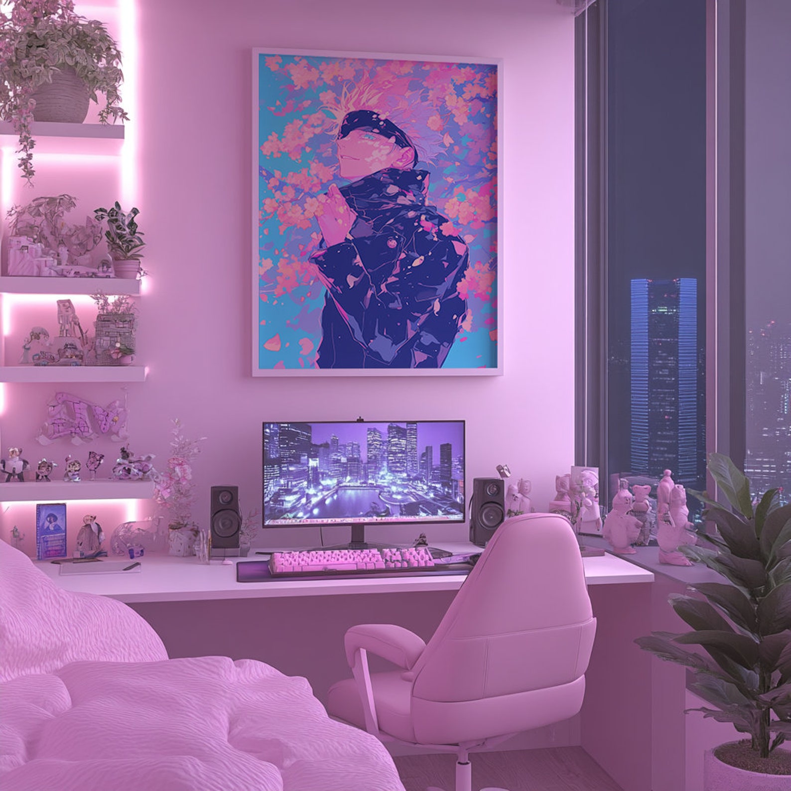 Satoru Gojo Anime Print Jujutsu Kaisen Poster Kawaii Wall Decor Otaku ...