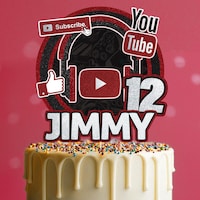 15 Youtube Cupcake Toppers PERSONALIZED, Birthday Party, Youtube Party ...