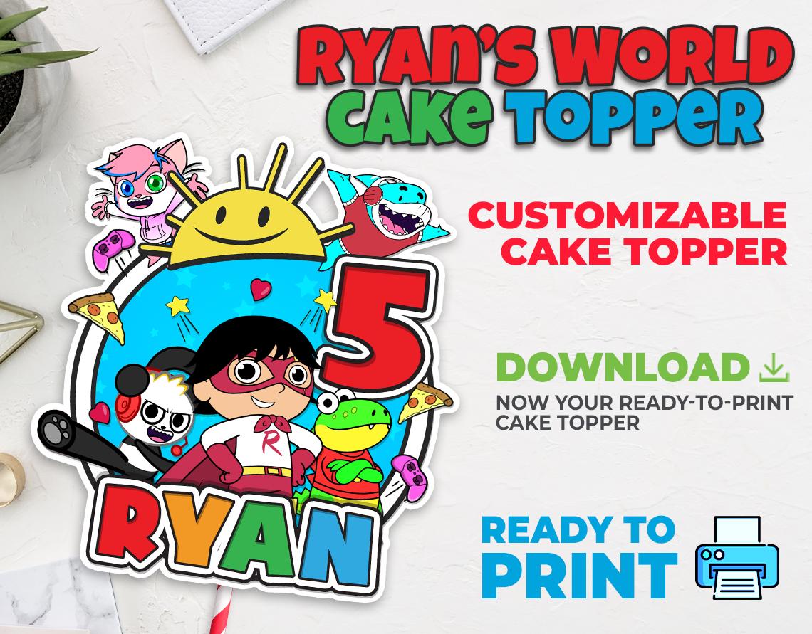 Printable Ryan's Birthday Cake Topper | Personalizable World Birthday ...