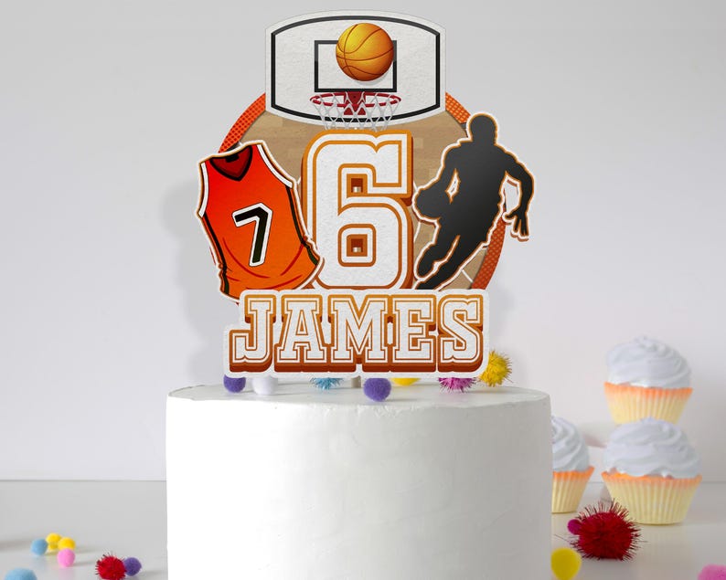 Personalized Basketball Birthday Cake Topper (PDF) - Etsy