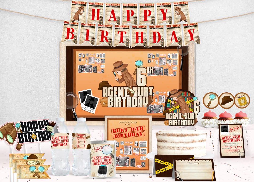 Paquete imprimible de cumpleaños de Little Detective / Paquete de ...