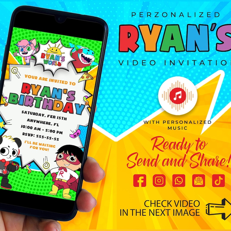 Ryans World Invitation Printable - Etsy