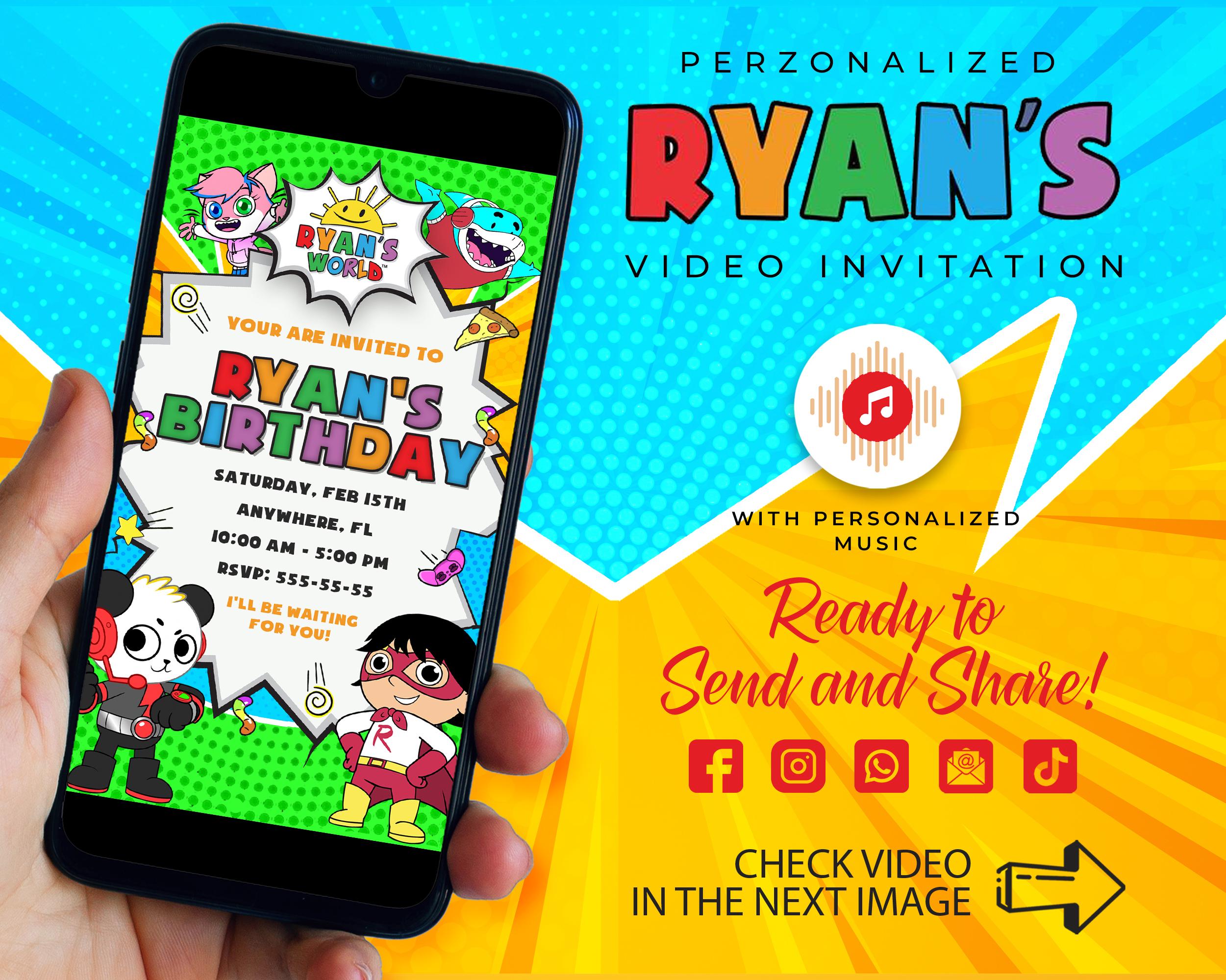 Printable Ryan's Birthday Video Invitations | Personalizable World ...