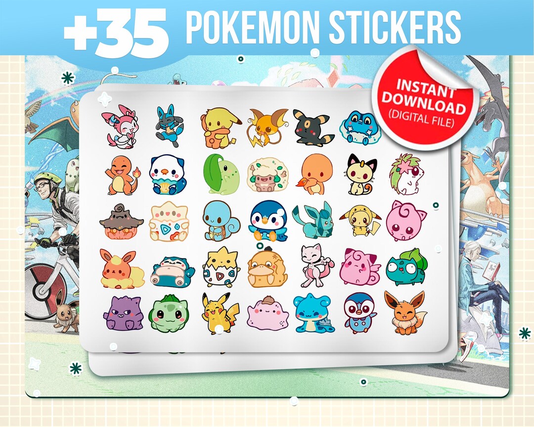 35 Mini Poke Stickers Mon; PNG & SVG Files for Cricut; Instant Digital ...