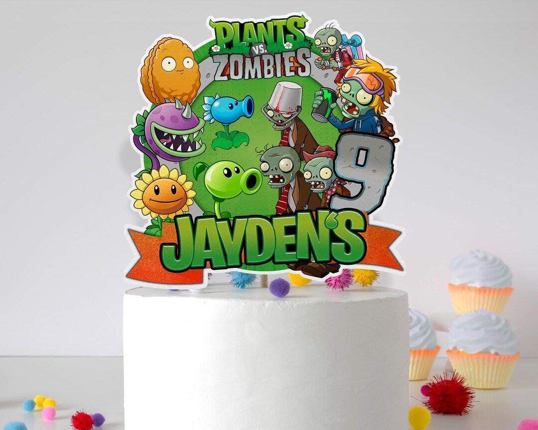 Printable Plants Battle Birthday Cake Topper Personalizable Vs Zombies ...