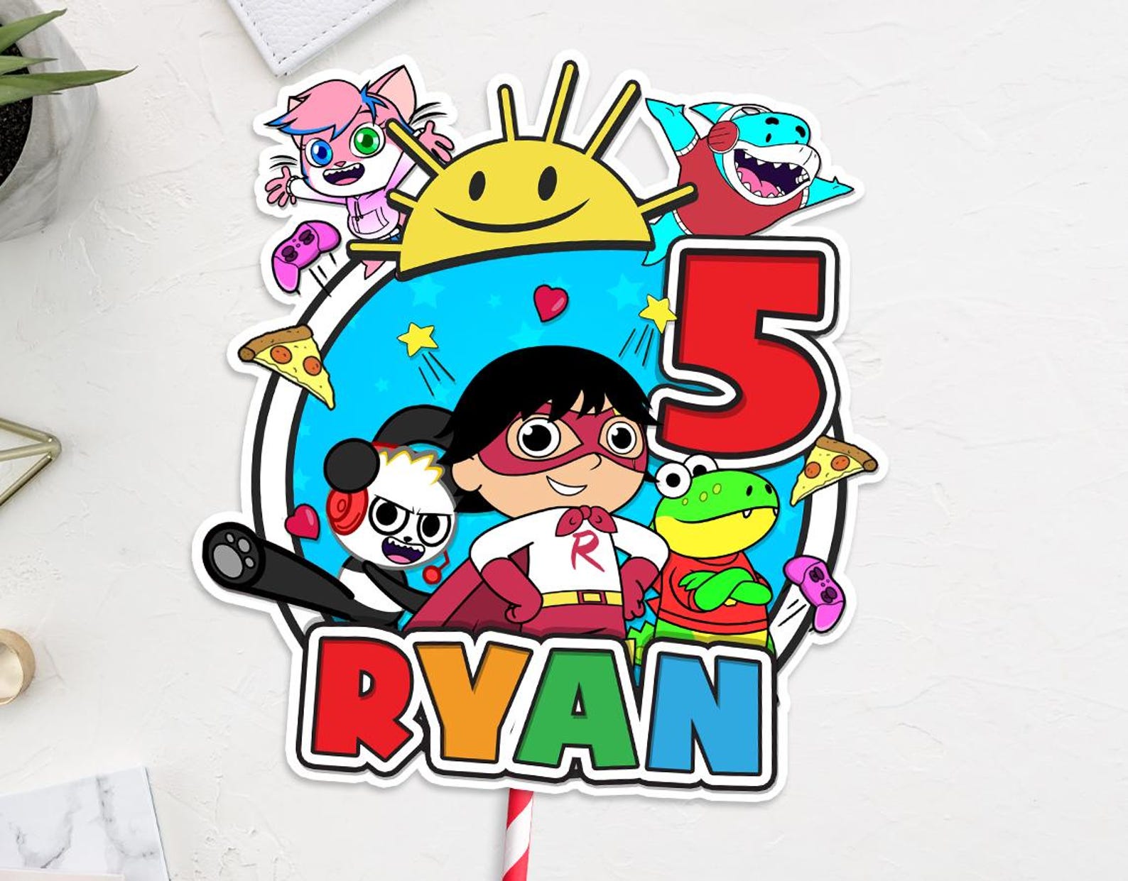 Printable Ryan's Birthday Cake Topper | Personalizable World Birthday Cake Topper | Cake Topper ...