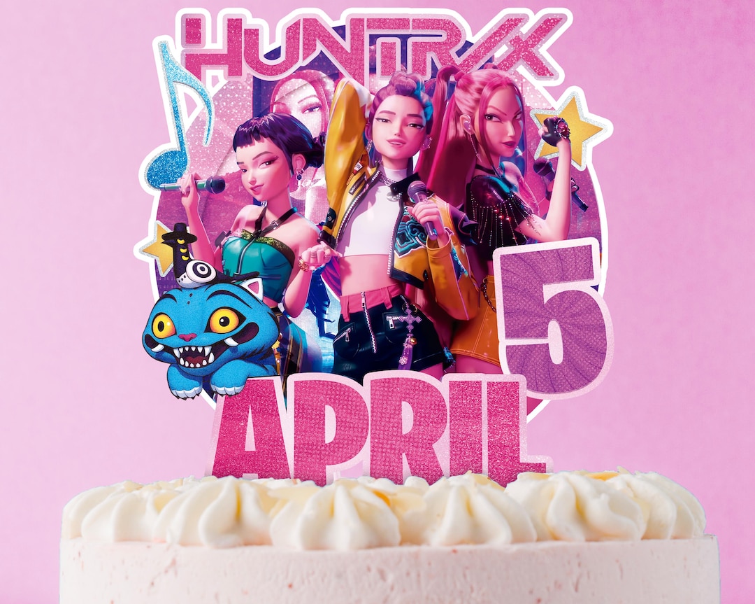 Editable Kpop Huntrix Cake Topper, Demon Hunter Birthday (digital ...