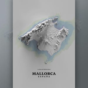 MALLORCA Island Spain Printable Relief Topographic Map, Plain Clay ...
