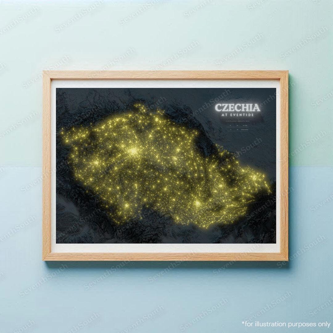 CZECHIA Relief Map Night Style, Printable, A2 Size 26.4x16.5 Inch - Etsy