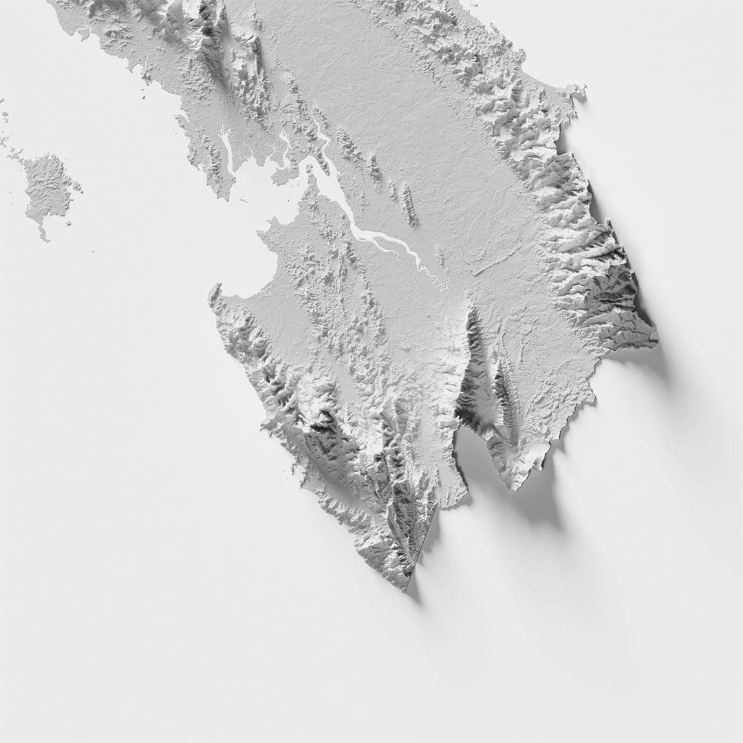 PANAMA 3 Maps Topographic Relief Map Printable Poster, 3 Monochrome ...
