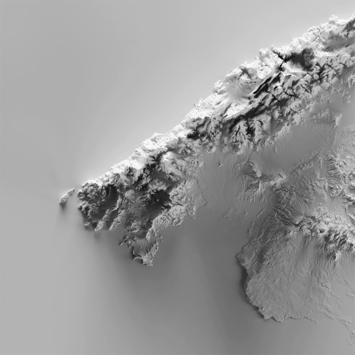 MALLORCA Island Spain Printable Relief Topographic Map, Plain Clay ...