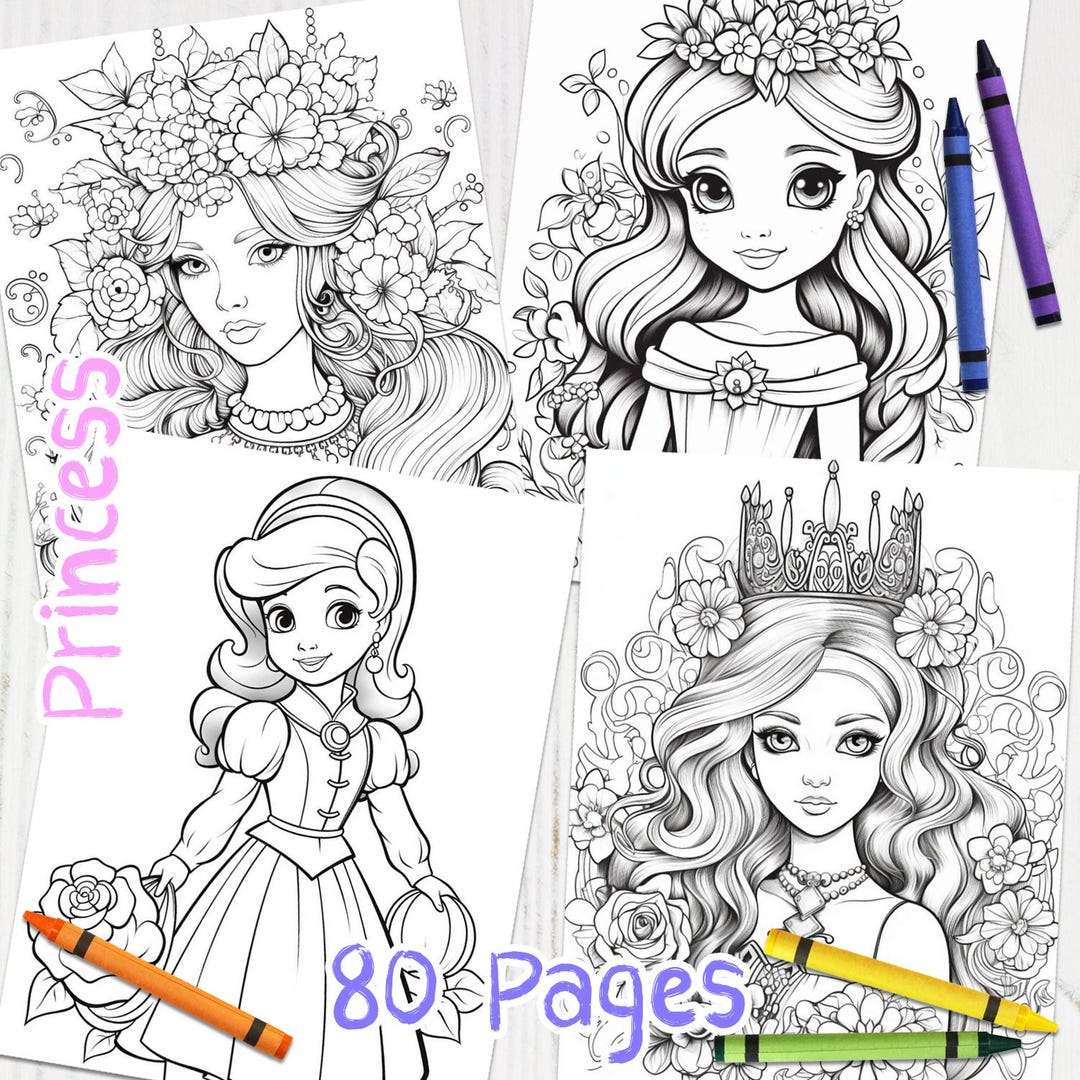 Princess Coloring Pages for Kids Instant Download Printable PDF - Etsy