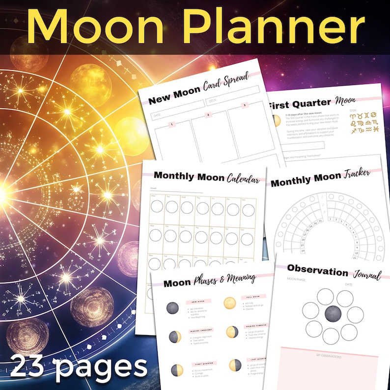 23-page Moon Planner Printable Digital Download Lunar Phases, Ritual ...