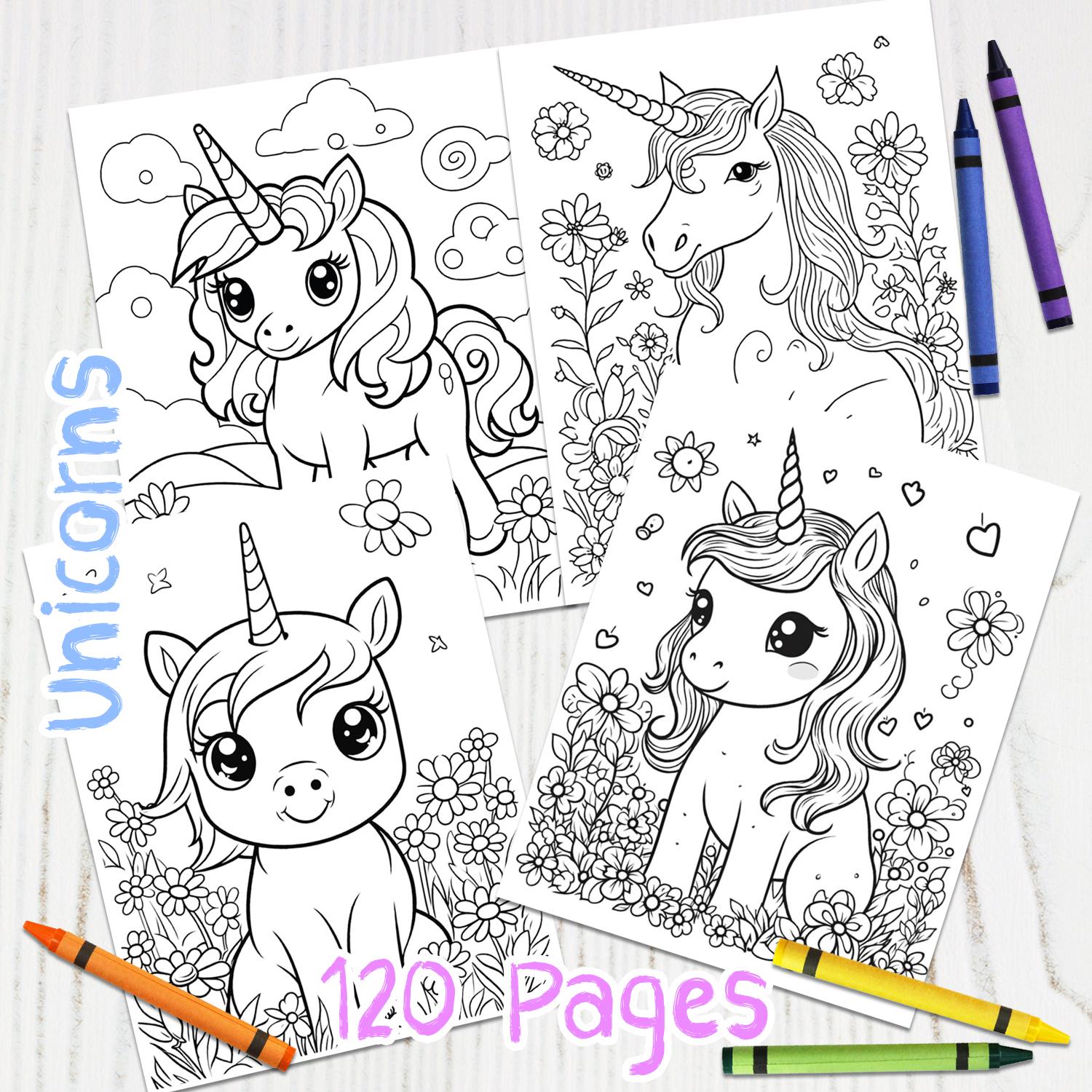 Unicorns Coloring Pages for Kids Instant Download Printable PDF - Etsy