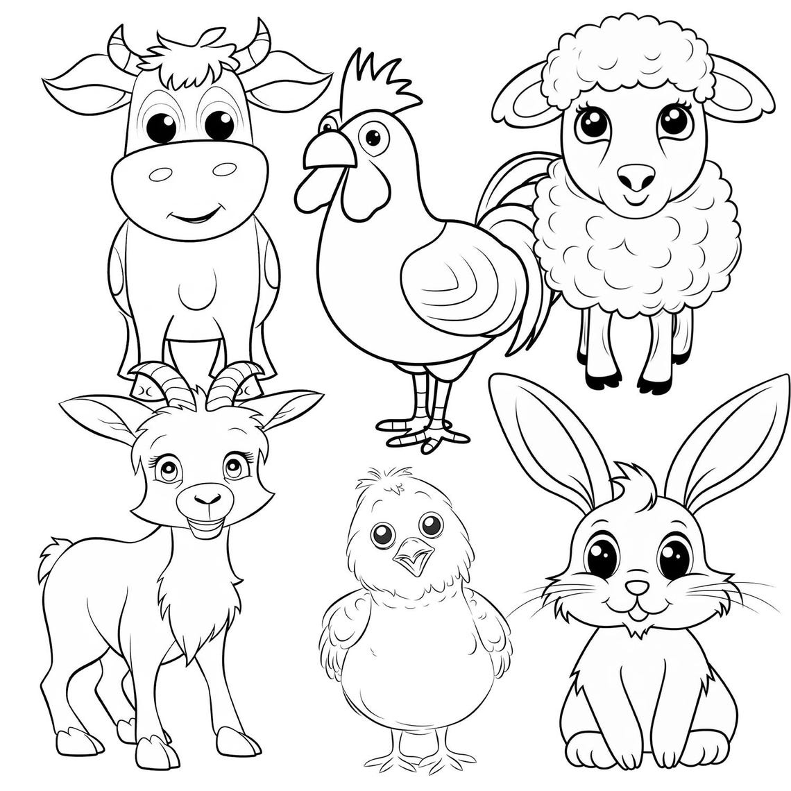 Farm Animals Coloring Pages for Kids Instant Download Printable PDF ...