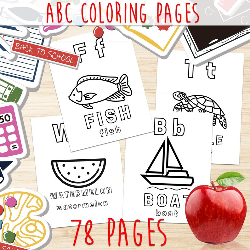 ABC Kids Coloring Pages Instant Download Printable PDF - Etsy