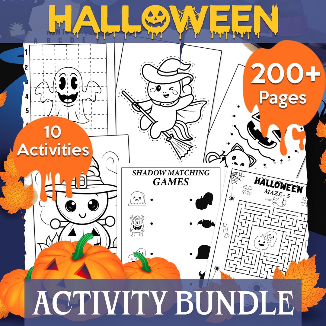 Halloween Kids Activity Pages 200 Bundle Instant Download PLR Printable ...