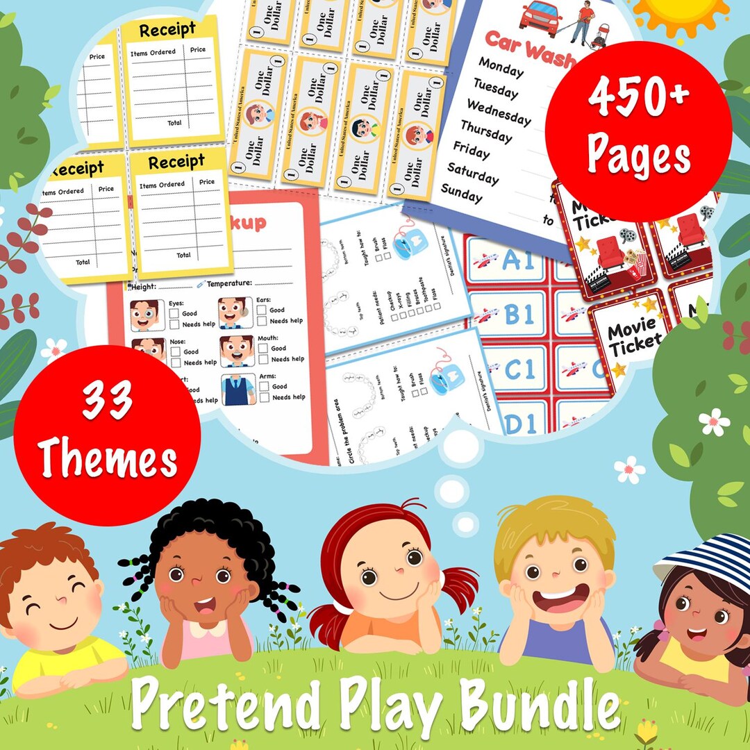Kids Pretend Play Bundle Over 450 Pages and 33 Themes Instant Download ...