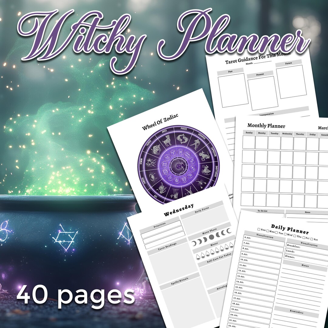 40-page Witchy Planner Printable Digital Download Spells, Moon Phases ...