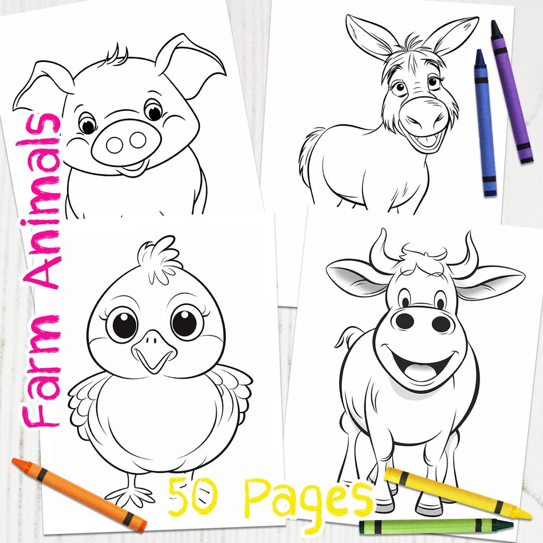 Farm Animals Coloring Pages for Kids Instant Download Printable PDF ...