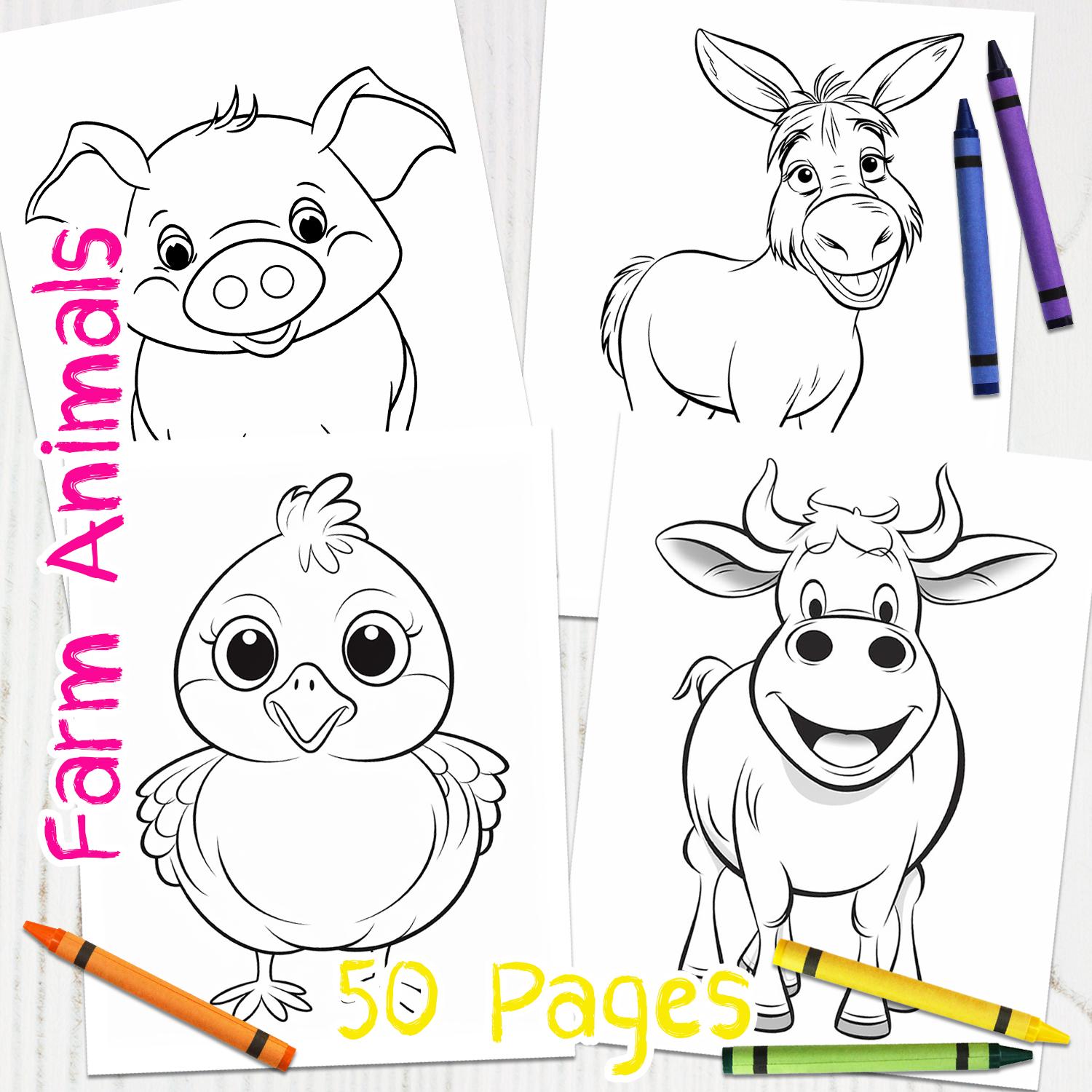 Farm Animals Coloring Pages for Kids Instant Download Printable PDF ...