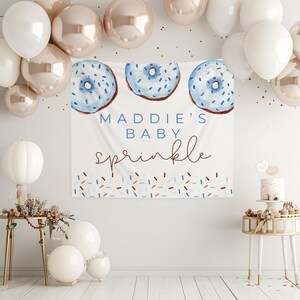 Baby Sprinkle Decorations, Boy Baby Sprinkle Backdrop, Donut Themed ...