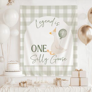One Silly Goose Birthday Backdrop, One Silly Goose Custom Floral Sign ...