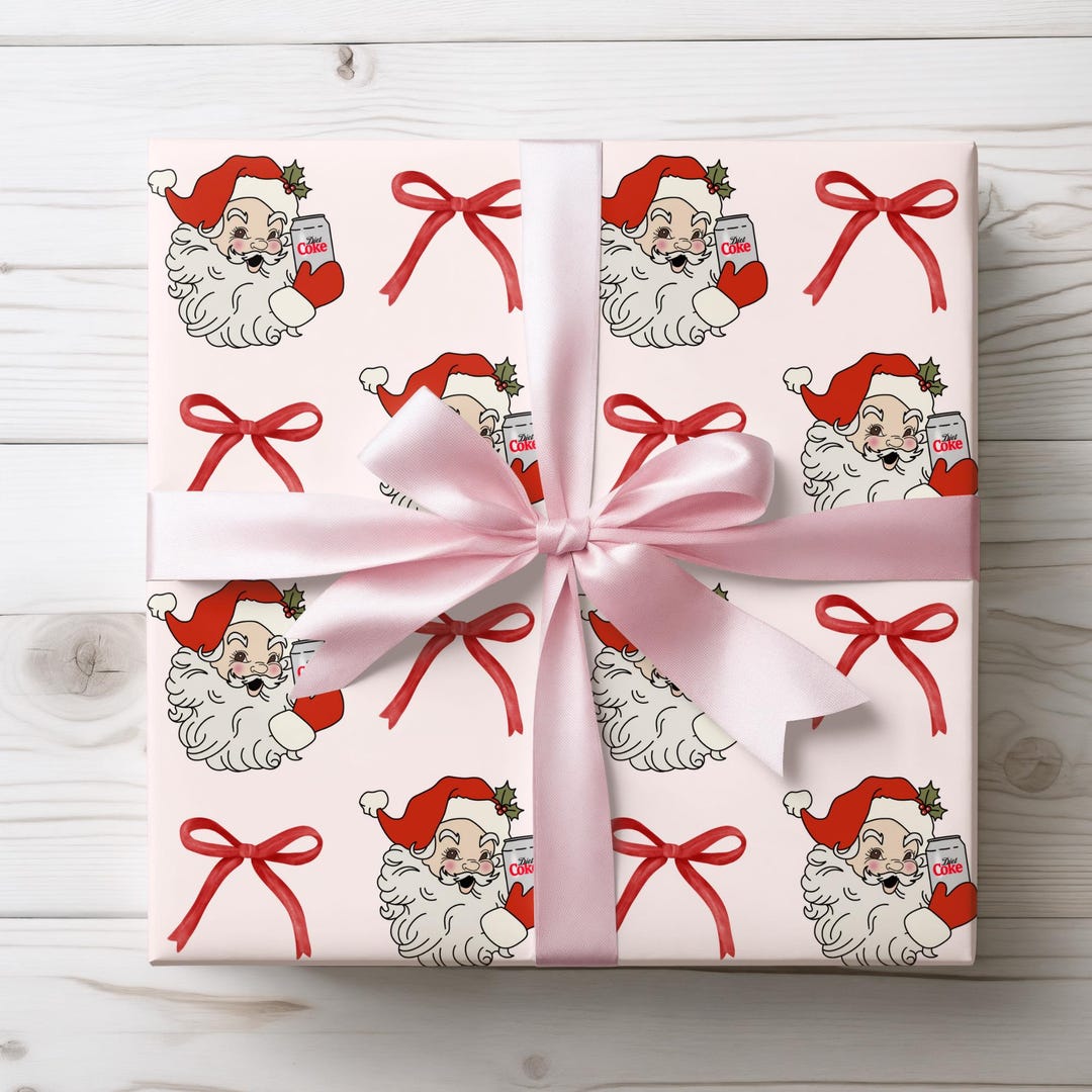 Diet Coke Wrapping Paper, Diet Coke Christmas, Vintage Santa Wrapping ...
