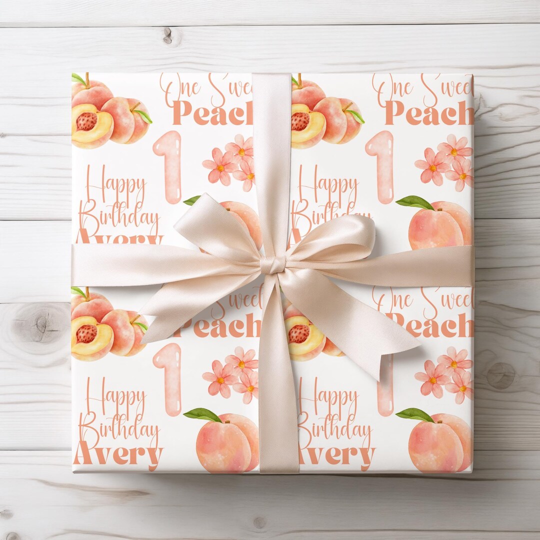 One Sweet Peach Wrapping Paper, One Sweet Peach Birthday Gift Wrap ...