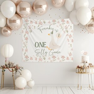 One Silly Goose Birthday Backdrop, One Silly Goose Custom Floral Sign ...