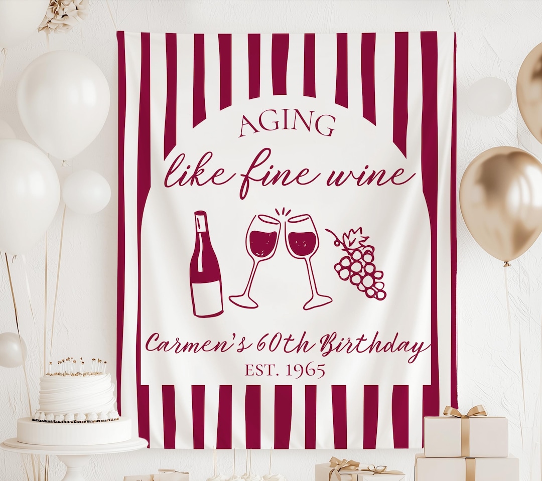 Aging Like Fine Wine Banner ANY AGE Birthday Banner Aged to Perfection ...