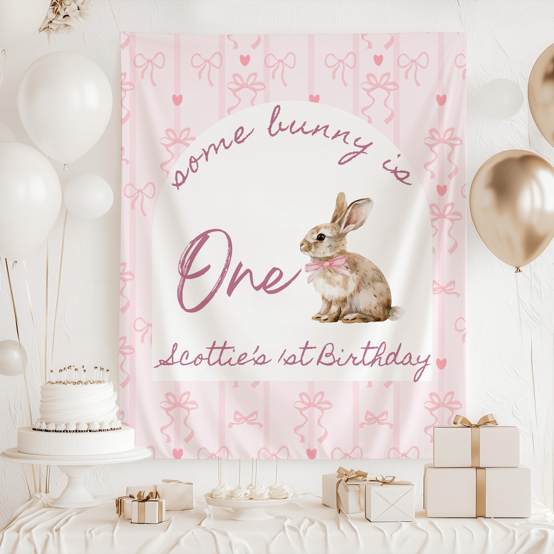 Some Bunny is One Birthday Decor, Bunny 1st Birthday Backdrop ...